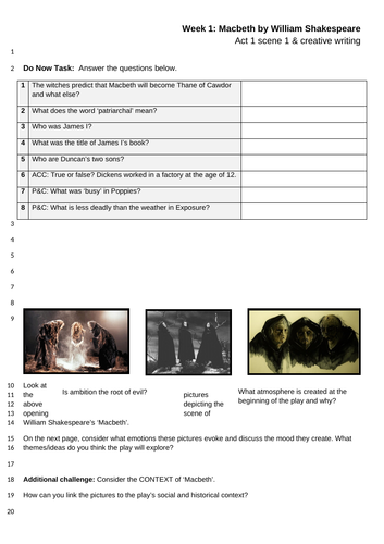 Macbeth Act 1 | Teaching Resources