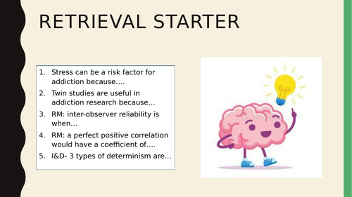 AQA Psychology- Addiction- Theory of Planned Behaviour | Teaching Resources