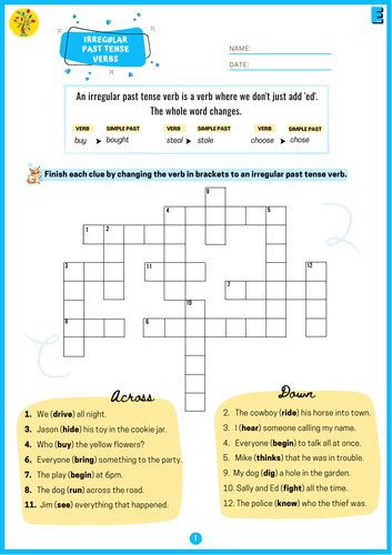 Irregular Past Tense Verbs | Teaching Resources