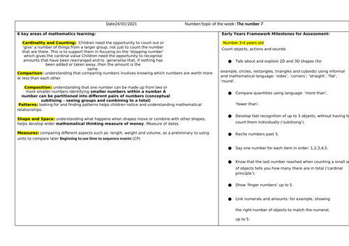 Number 7 EYFS Planning | Teaching Resources