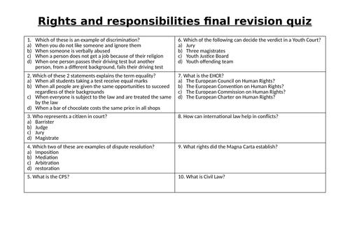 AQA GCSE Citizenship Recall revision quiz bundle | Teaching Resources AQA GCSE Citizenship Recall revision quiz bundle | Teaching Resources