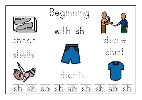 Beginning with Sh worksheets and symbols | Teaching Resources