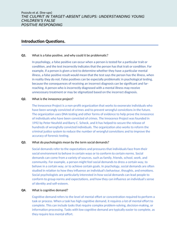 Pozzulo et al. (line-ups) | Teaching Resources