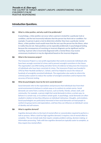 Pozzulo et al. (line-ups) | Teaching Resources
