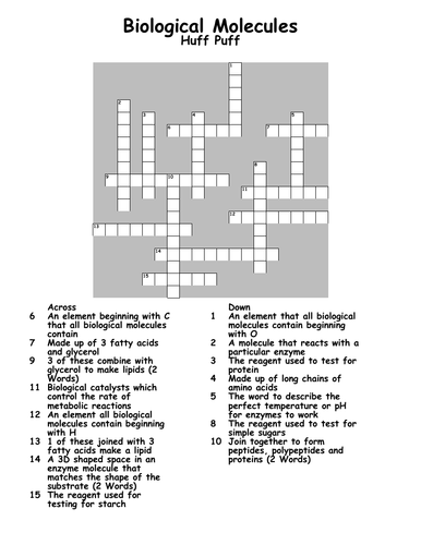 Biological molecules crossword | Teaching Resources