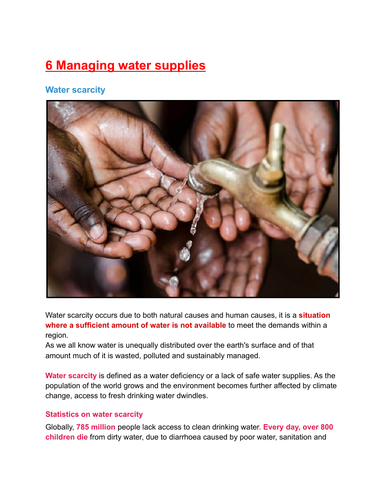 Managing water supplies | Teaching Resources