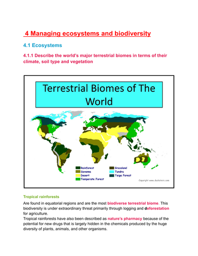 Managing ecosystems and biodiversity | Teaching Resources