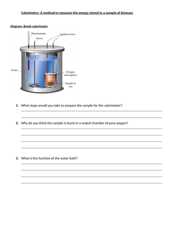 AQA A level Biology Calorimetry worksheet | Teaching Resources
