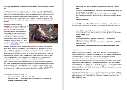 Body image + Social Media PSHE | Teaching Resources