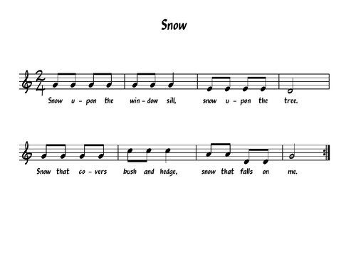 Snow - Boomwhacker Play Along Video and Sheet Music | Teaching Resources