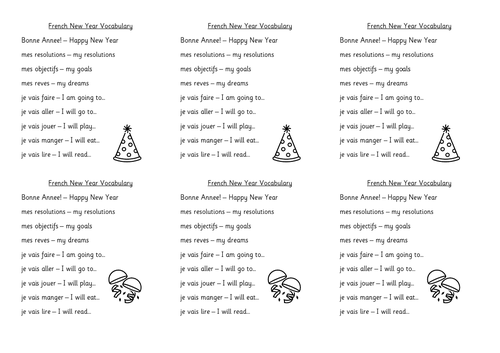 Bonne Annee French New Year Vocabulary | Teaching Resources