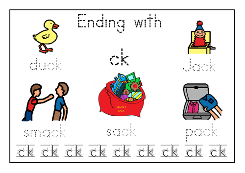 Ending with CK Worksheets with Symbols | Teaching Resources