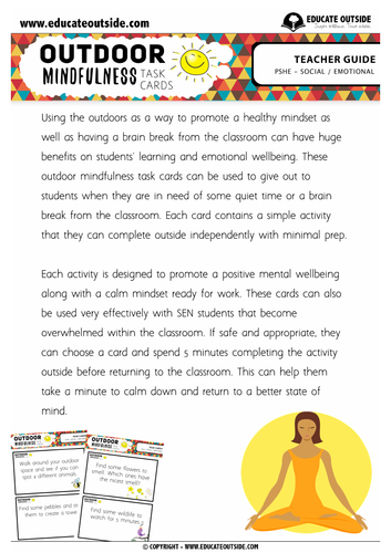 Mindfulness Task Cards – Brain Break - Behaviour Management | Teaching ...