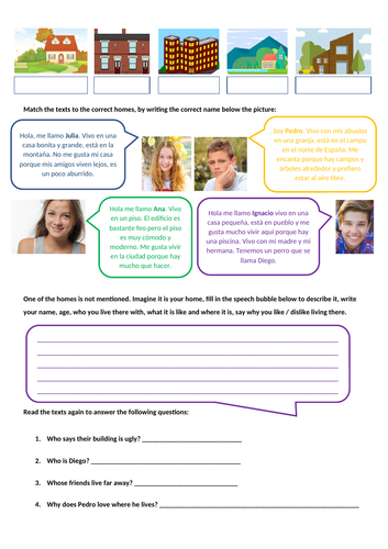 Viva 1 Module 4 Mi Familia y Mis Amigos Homework | Teaching Resources