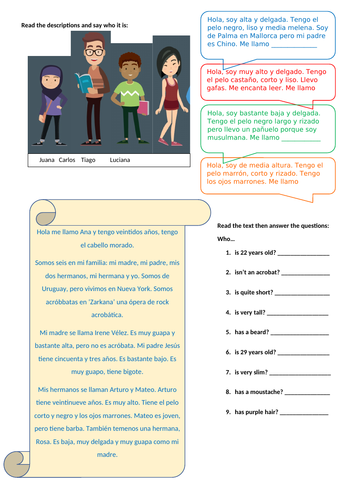 Viva 1 Module 4 Mi Familia y Mis Amigos Homework | Teaching Resources