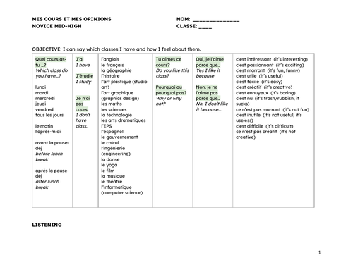 Mes Cours et Mes Opinions - Novice/Beginner - EPI method Mini Lesson ...