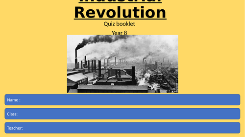 Industrial Revolution Quiz Booklet | Teaching Resources