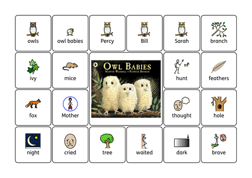 Owl Babies Key Vocabulary Wordmat with Widgit Symbols (SEND) | Teaching ...
