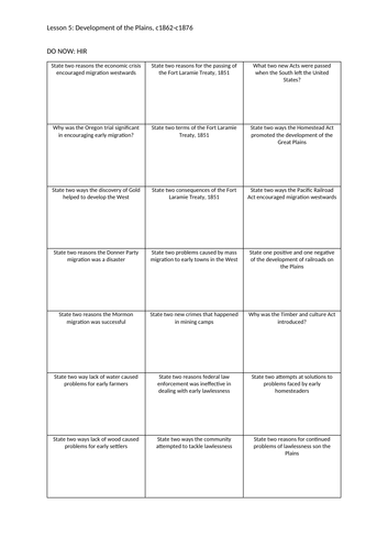American West EDEXCEL Complete Revision Lesson Bundle | Teaching Resources