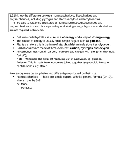 Edexcel International A level biology Unit 1 | Teaching Resources