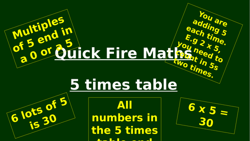 Quick Fire 2, 3, 5 and 10 times table | Teaching Resources