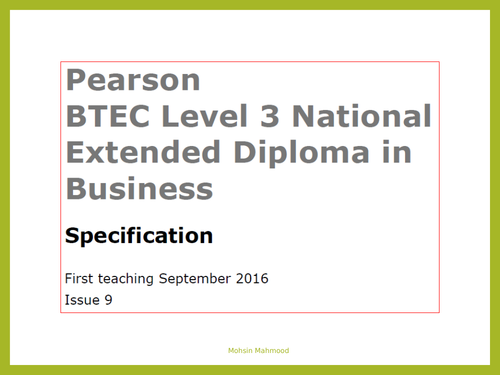 BTEC Level 3: Learning Aim A: A1, A2, A3 | Teaching Resources