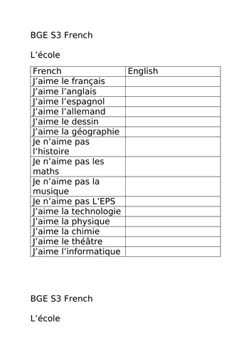 L'école - lesson 1 | Teaching Resources