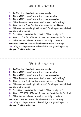 Fast Fashion | Teaching Resources
