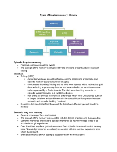 AQA Psychology Memory Notes | Teaching Resources