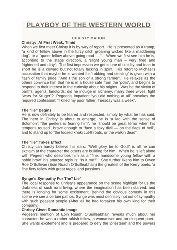 The Playboy of the Western World | Teaching Resources