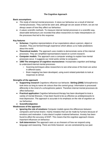 AQA psychology approaches notes | Teaching Resources