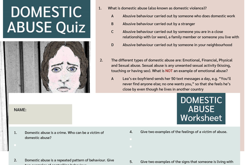 Domestic Abuse Quiz and Worksheet (UK) | Teaching Resources