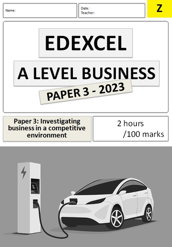 Edexcel A Level Business Paper 3 (2023) - UK Car market | Teaching ...