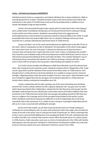 Of Mice and Men - Character Exemplar Essay Megapack | Teaching Resources