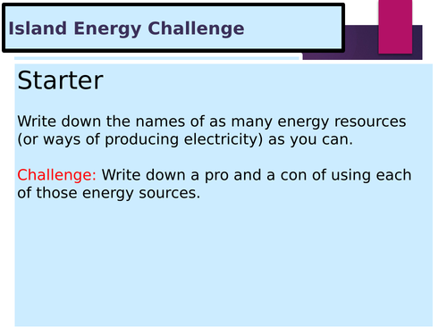 GCSE Physics Energy Resources Challenge | Teaching Resources