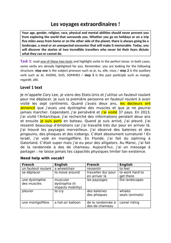 ''Les voyages extraordinaires'' reading and translation activity ...