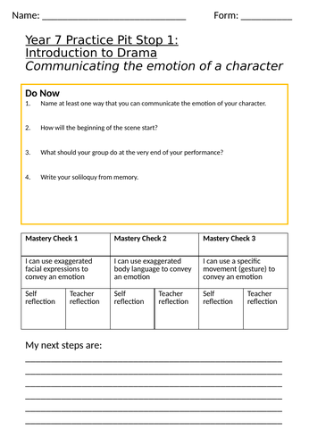 Year 7 Introduction to Drama Unit | Teaching Resources