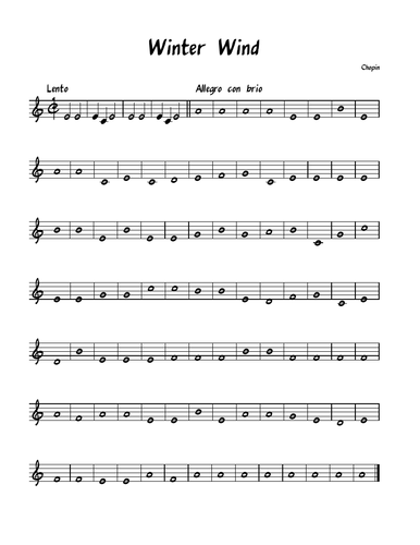 Winter Wind [Chopin] - Boomwhacker Play Along Videos and Sheet Music ...