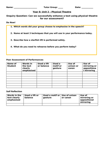 KS3 Physical Theatre Unit | Teaching Resources