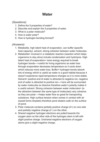 CONCISE A* A Level Biology Topic 1 Biological Molecules Revision Notes ...