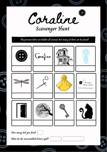 Coraline Movie Inspired Game. Scavenger Hunt - Find the Clues ...