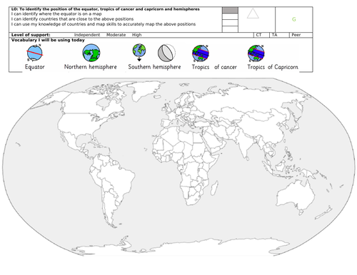 KS2 Mapping the equator, tropics of cancer and capricorn | Teaching Resources