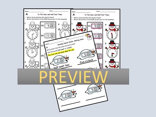 Telling the Time to the Hour and Half Past Analogue Digital Clocks ...