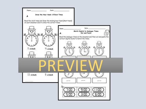 Telling the Time to the Hour and Half Past Analogue Digital Clocks ...