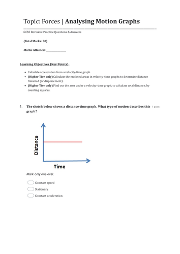 GCSE/IGCSE Physics: Analysing Motion Graphs - Self-Assessment Questions ... GCSE/IGCSE Physics: Analysing Motion Graphs - Self-Assessment Questions ...