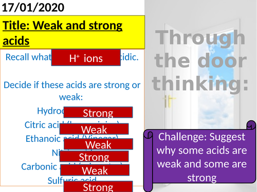 C5.8 Strong and weak acids AQA Triple Chemistry only | Teaching Resources