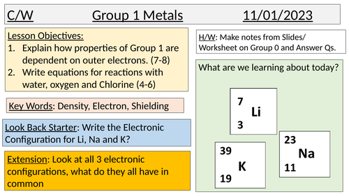 Group 1 and group 0 GCSE CHEMISTRY | Teaching Resources