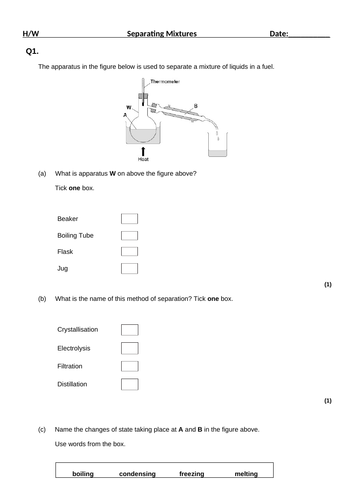 Mixtures and separation techniques | Teaching Resources