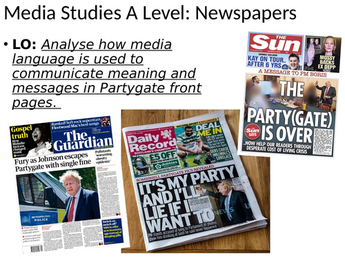 A Level media studies Educas The Times Partygate Boris newspaper ...