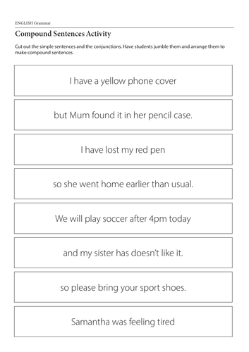 Compound Sentences English Grammar | Teaching Resources